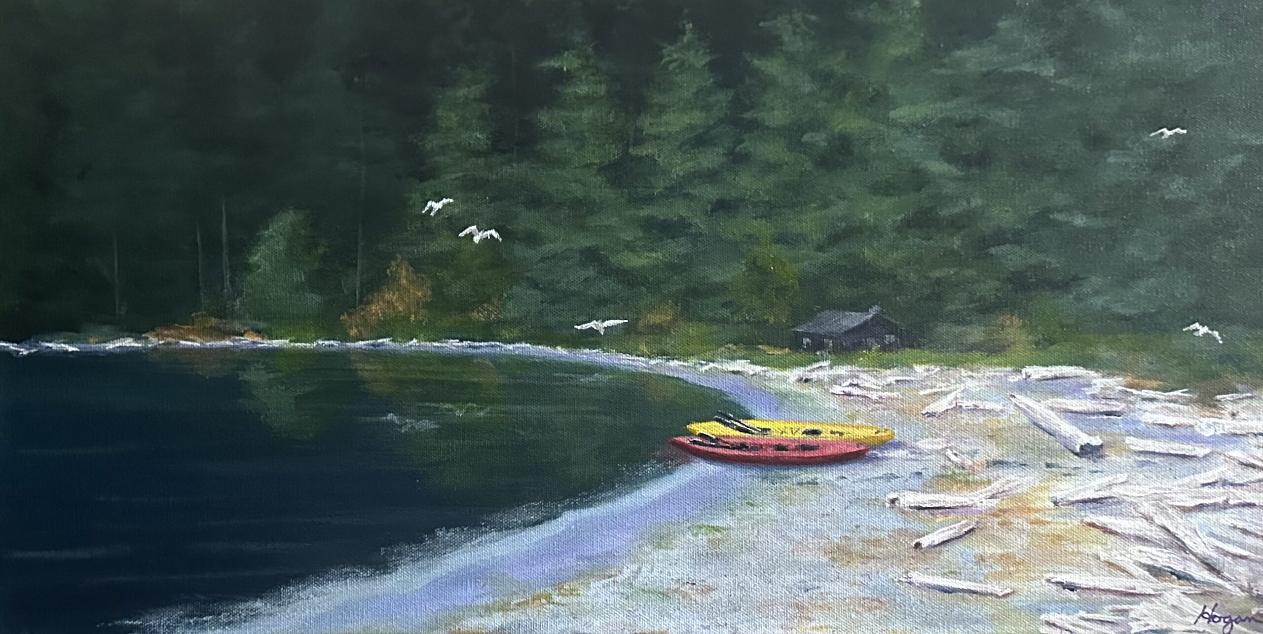 “Going Ashore at Bowman Bay” : 10″ x 20″ : Acrylic original – $475 ...